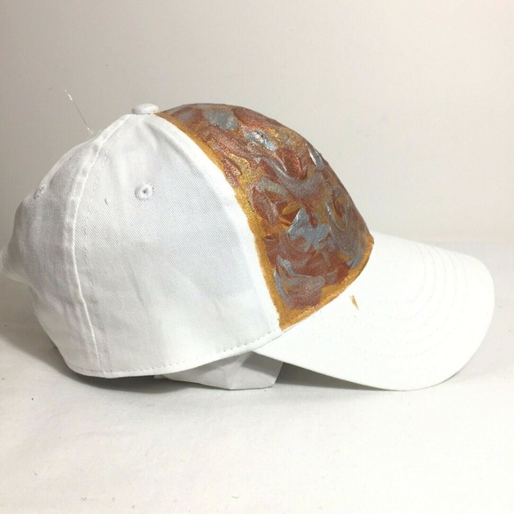 Handpainted | Accessories | Hand Painted Hat Metallic Gold Silver ...